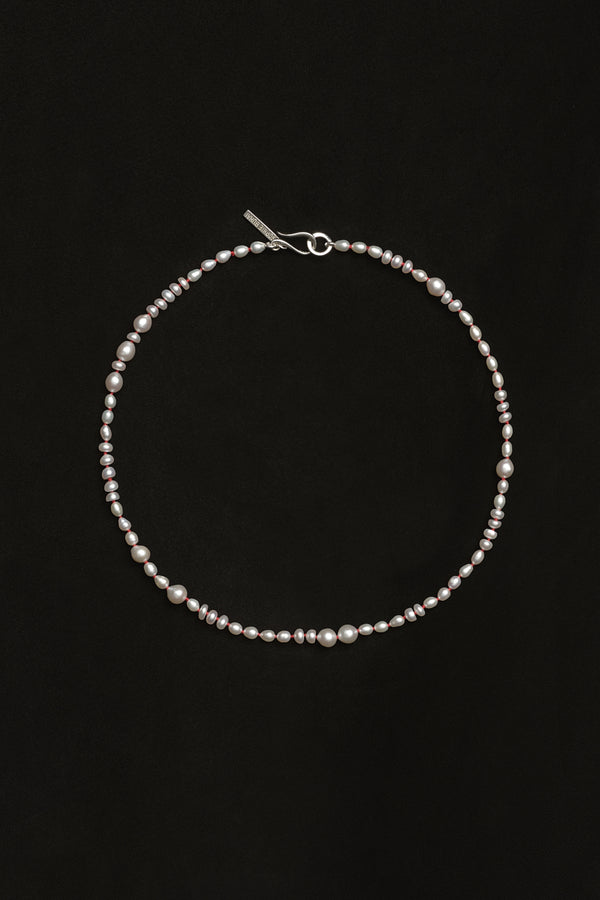 Mermaid Pearl Necklace In Red Silk 16in | Sophie Buhai